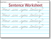 Cursive Writing Worksheets Sentences
